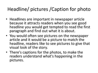 Conventions of newspaper article | PPT
