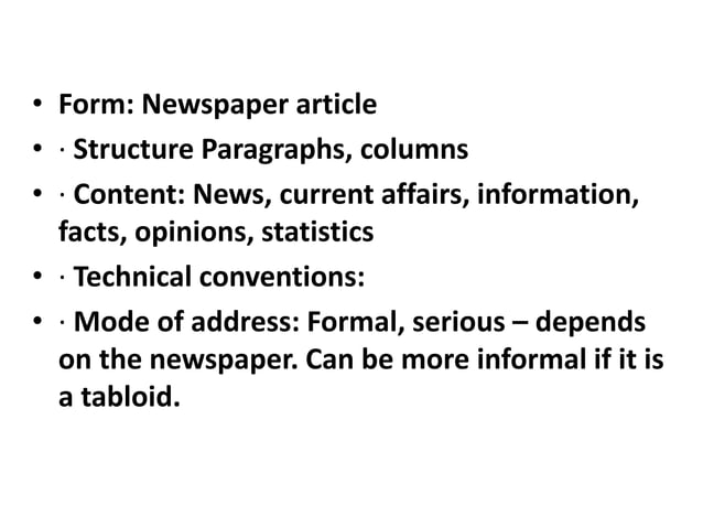 Conventions of newspaper article | PPT