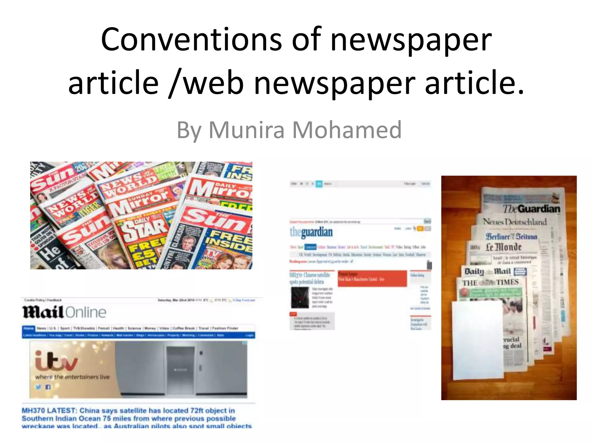 Conventions of newspaper article and website | PPT