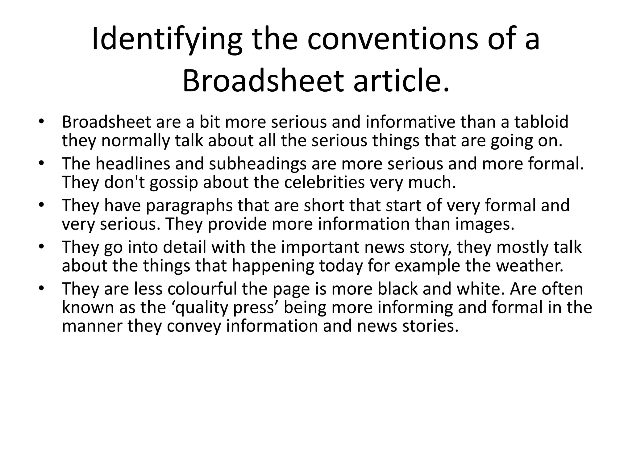 Conventions of newspaper article and website | PPT