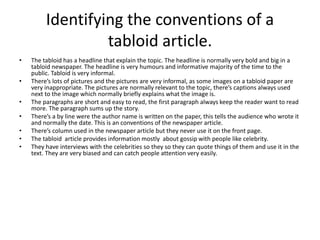 Conventions of newspaper article and website | PPT