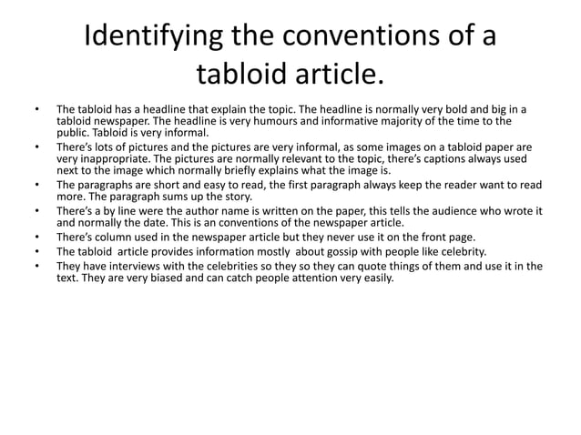 Conventions of newspaper article and website | PPT
