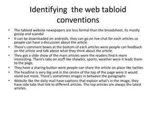 Conventions of newspaper article and website | PPT