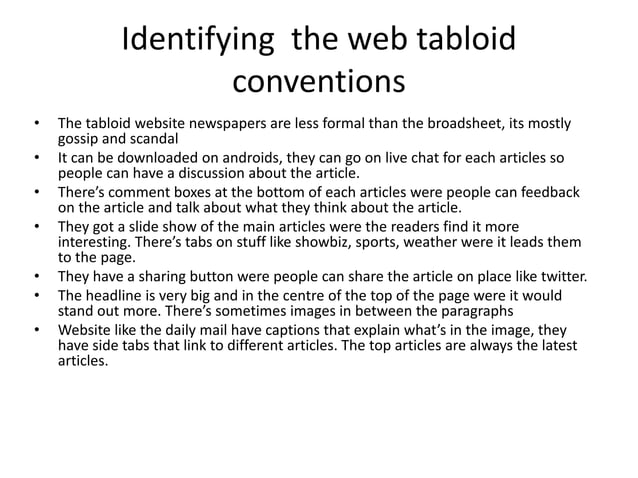 Conventions of newspaper article and website | PPT