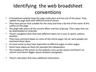 Conventions of newspaper article and website | PPT