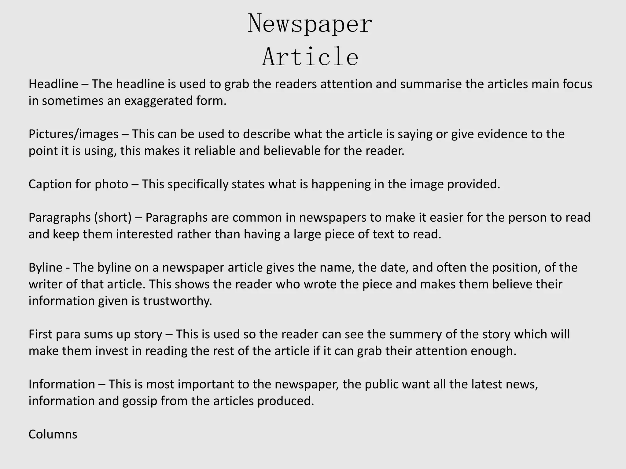 Conventions of newspaper articles and website articles | PPTX