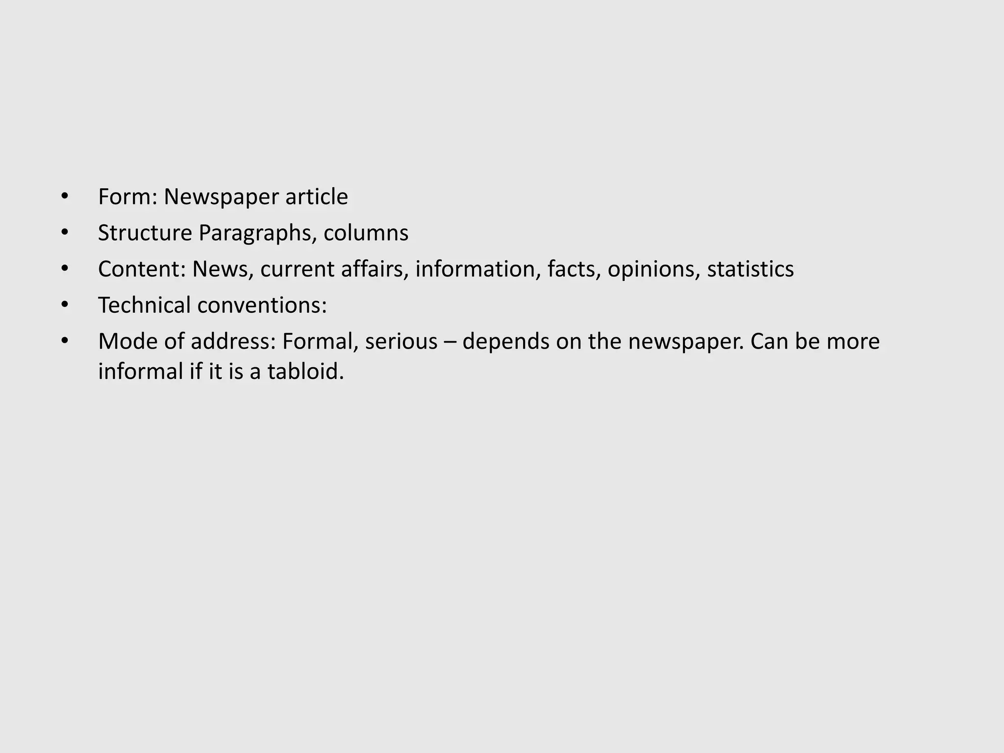 Conventions of newspaper articles and website articles | PPTX