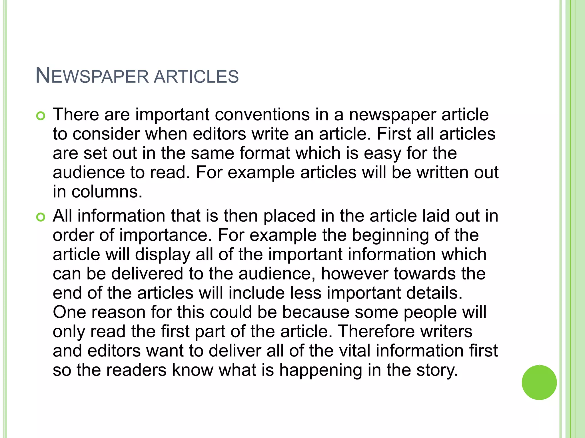 Conventions of newspapers | PPTX