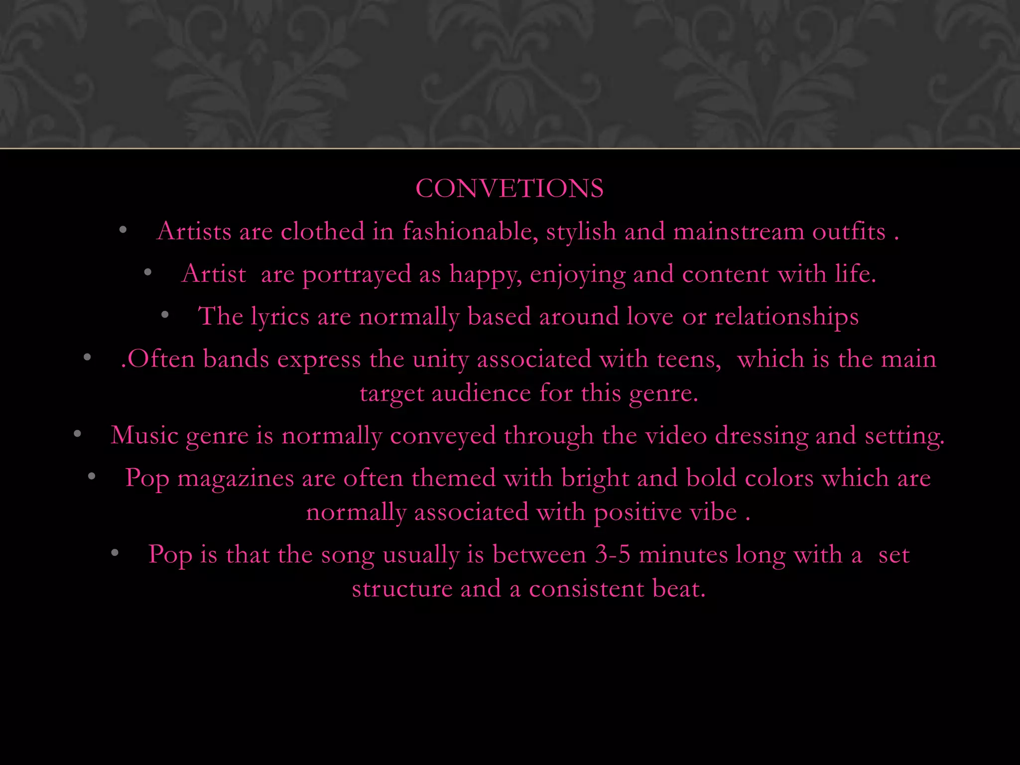 Conventions of pop music | PPTX