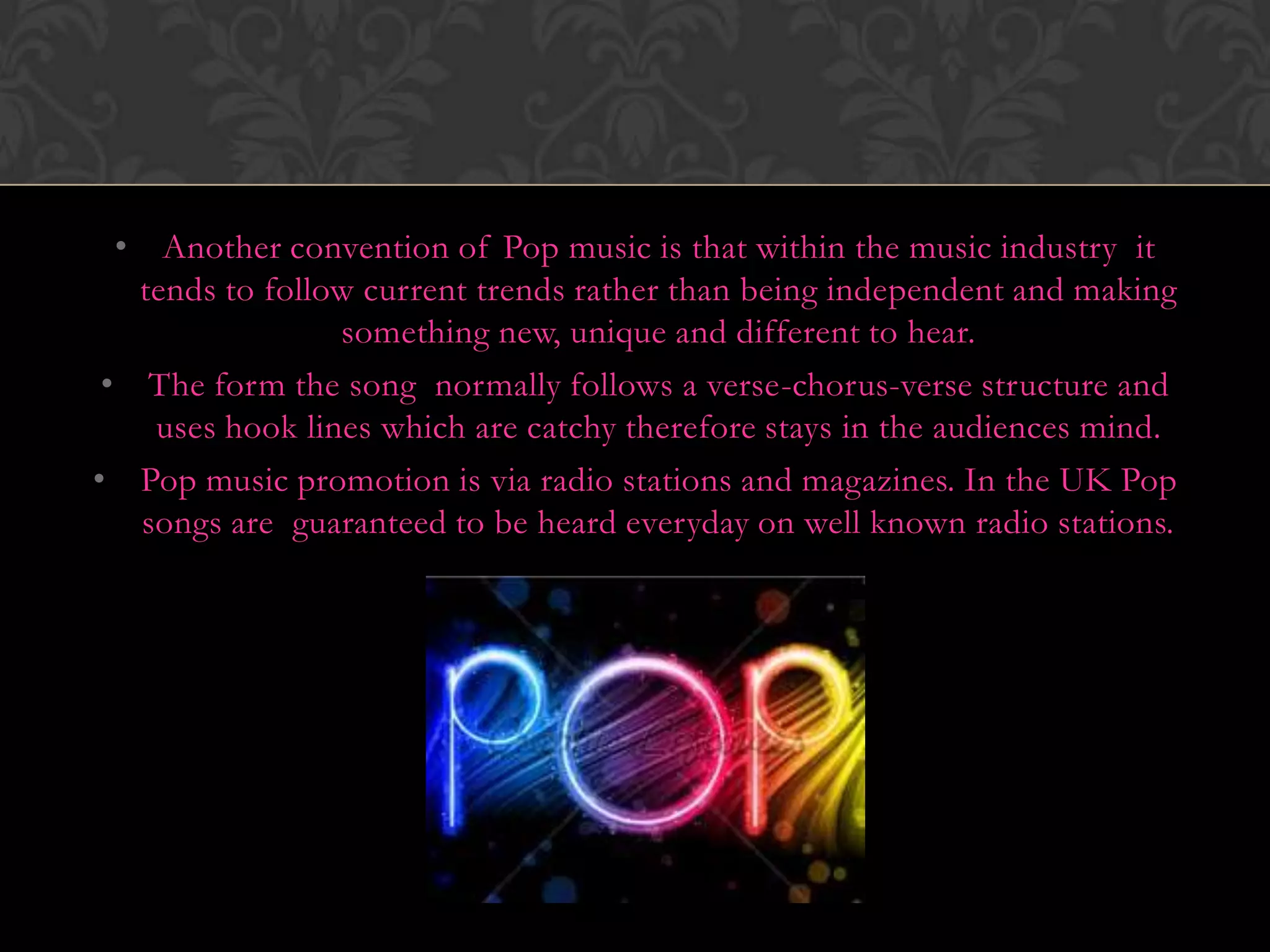 Conventions of pop music | PPTX