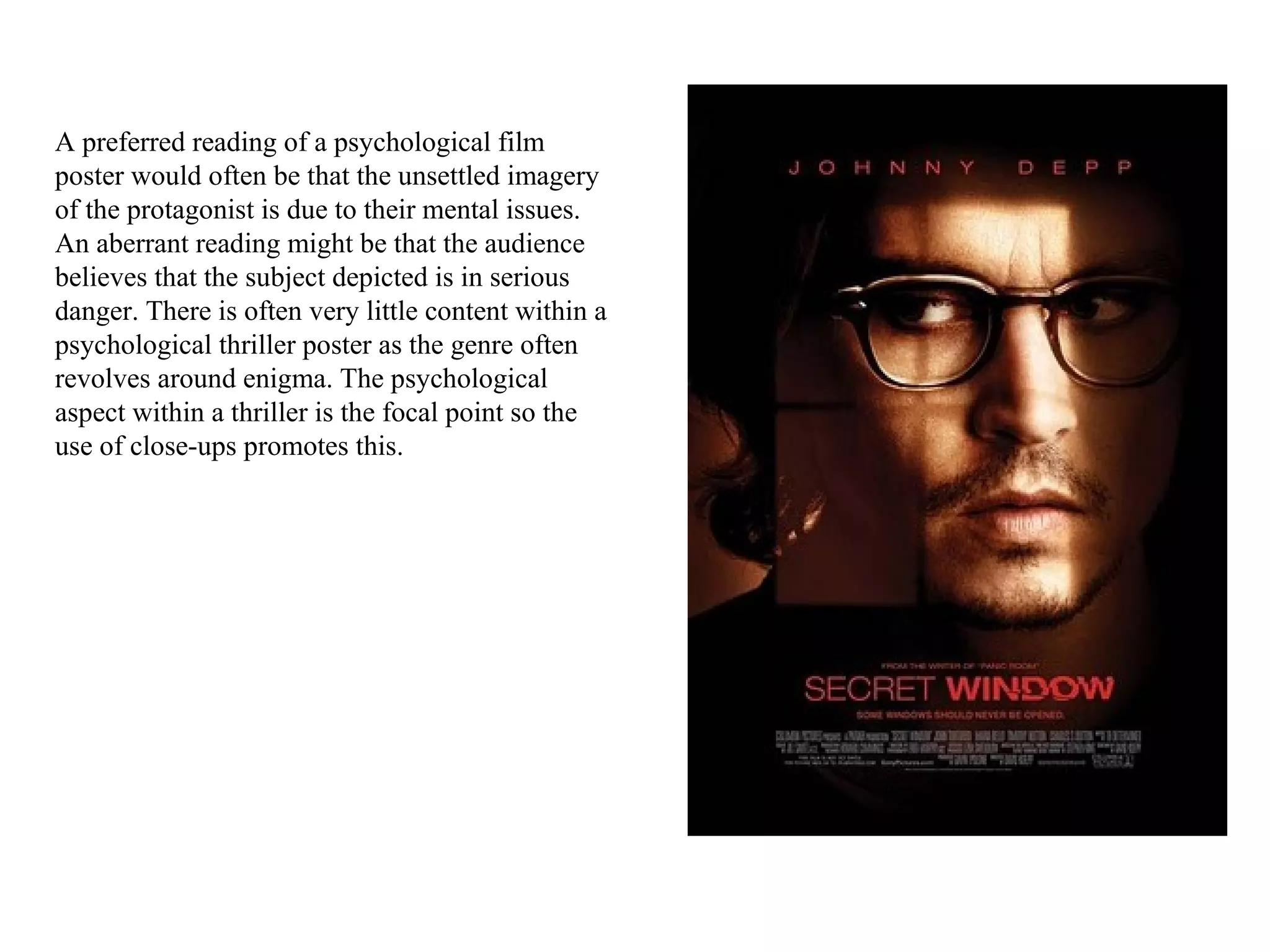 Conventions of psychological thriller posters | PPT