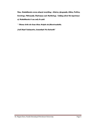 Conventions of the epic poem with special reference to mahabharata | PDF