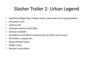 Conventions of the sub genre 'slasher’ films | PPT