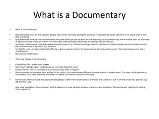 Conventions of tv documentaries | PPTX