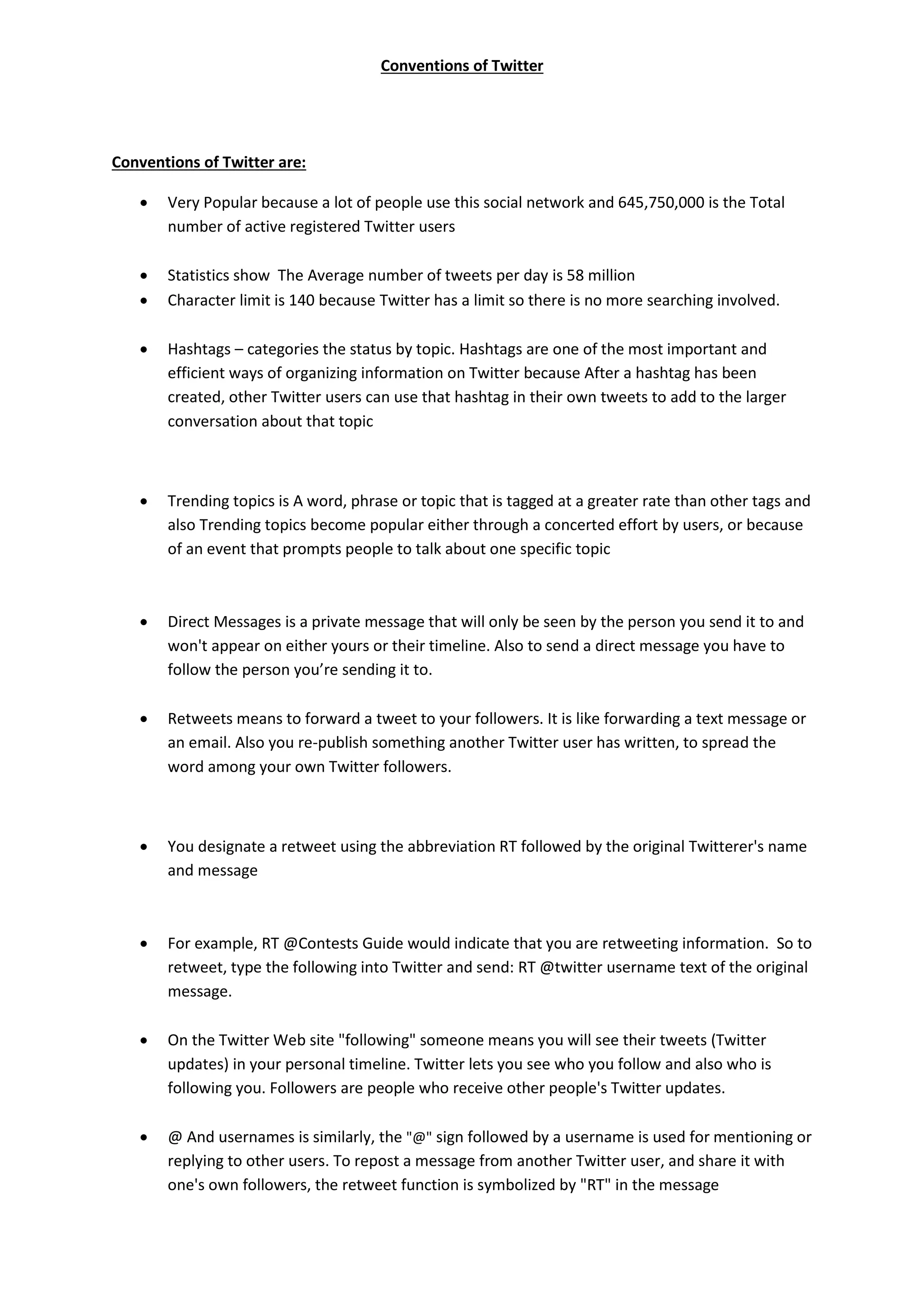 Conventions of Twitter | DOCX
