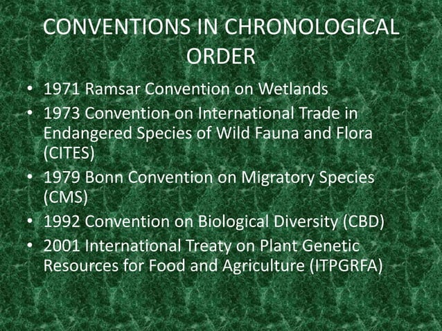 Conventions on biological diversity | PPTX | Environmental Services ...