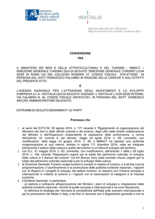 Convenzione Dg Turismo Mibact - invitalia | PDF