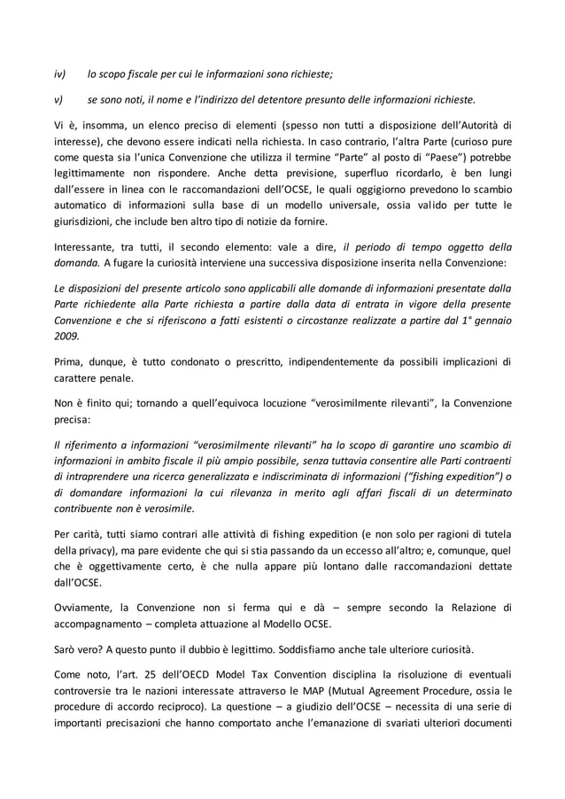 Convenzione italia vaticano no al modello ocse | PDF