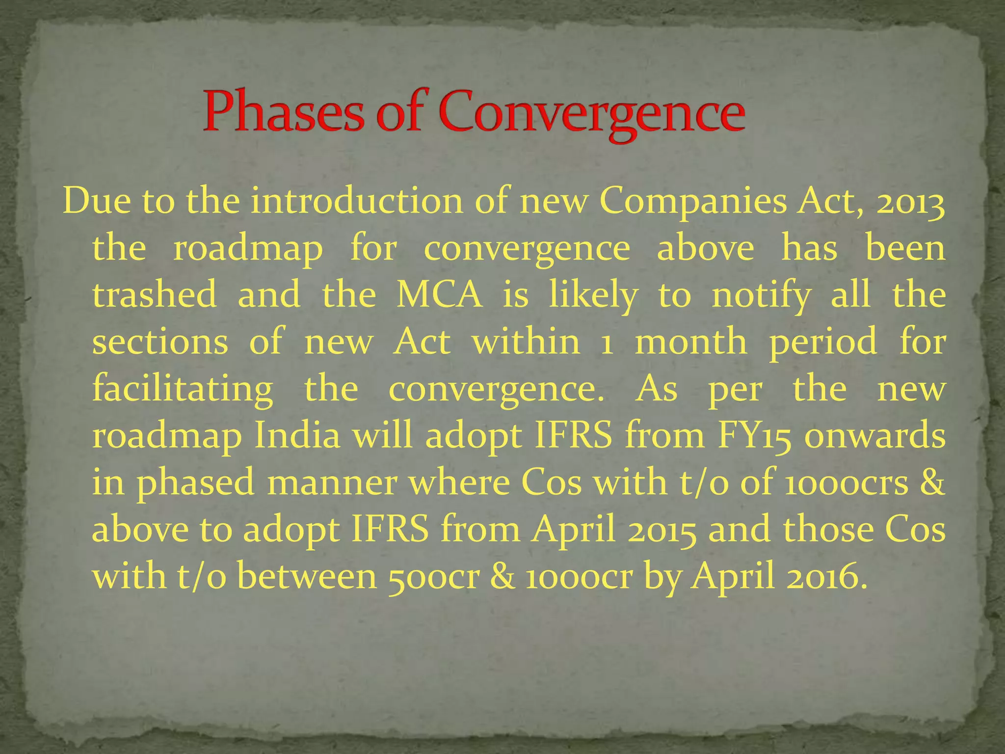 IFRS Convergence With Indian Accounting Standards | PPTX