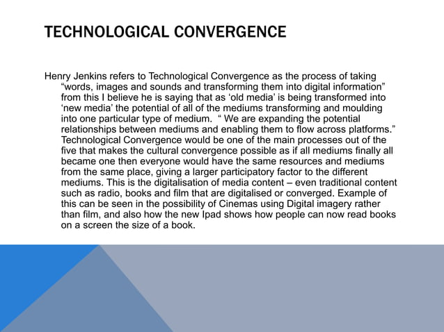 Convergence Culture - Henry Jenkins | PPTX | Media Industry | Industries