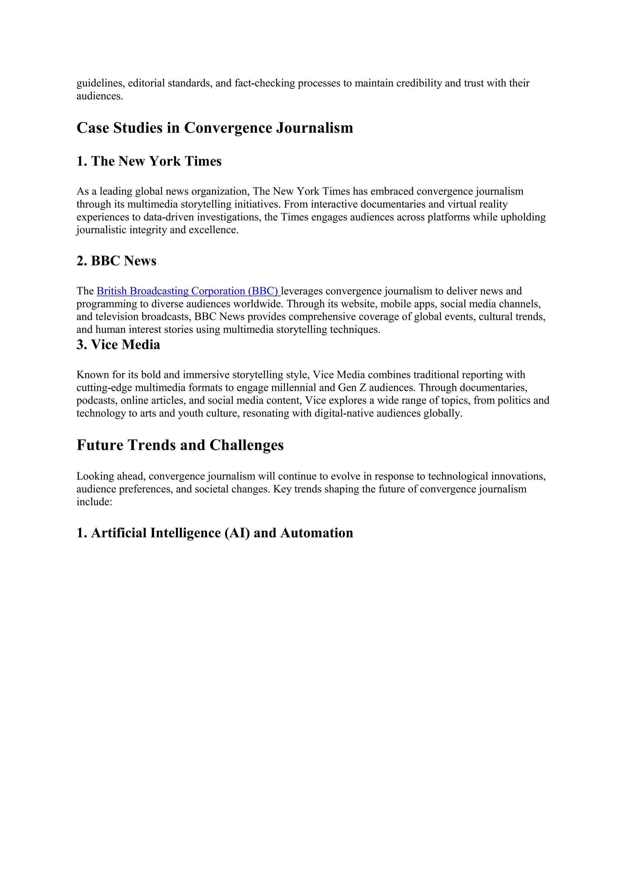 Convergence Journalism: The Evolution of Media Integration | PDF