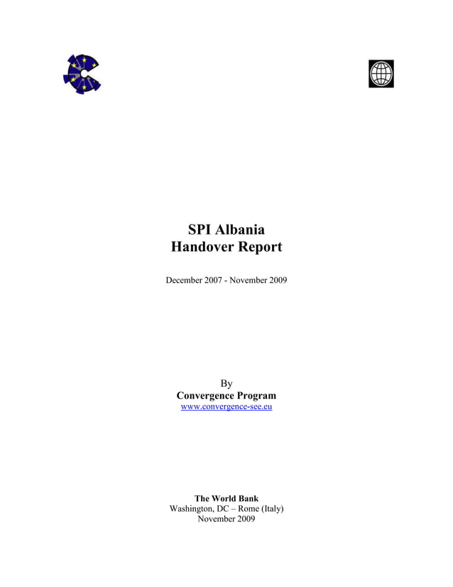 Convergence Program Spi Albania Handover Report | PDF | Financial ...