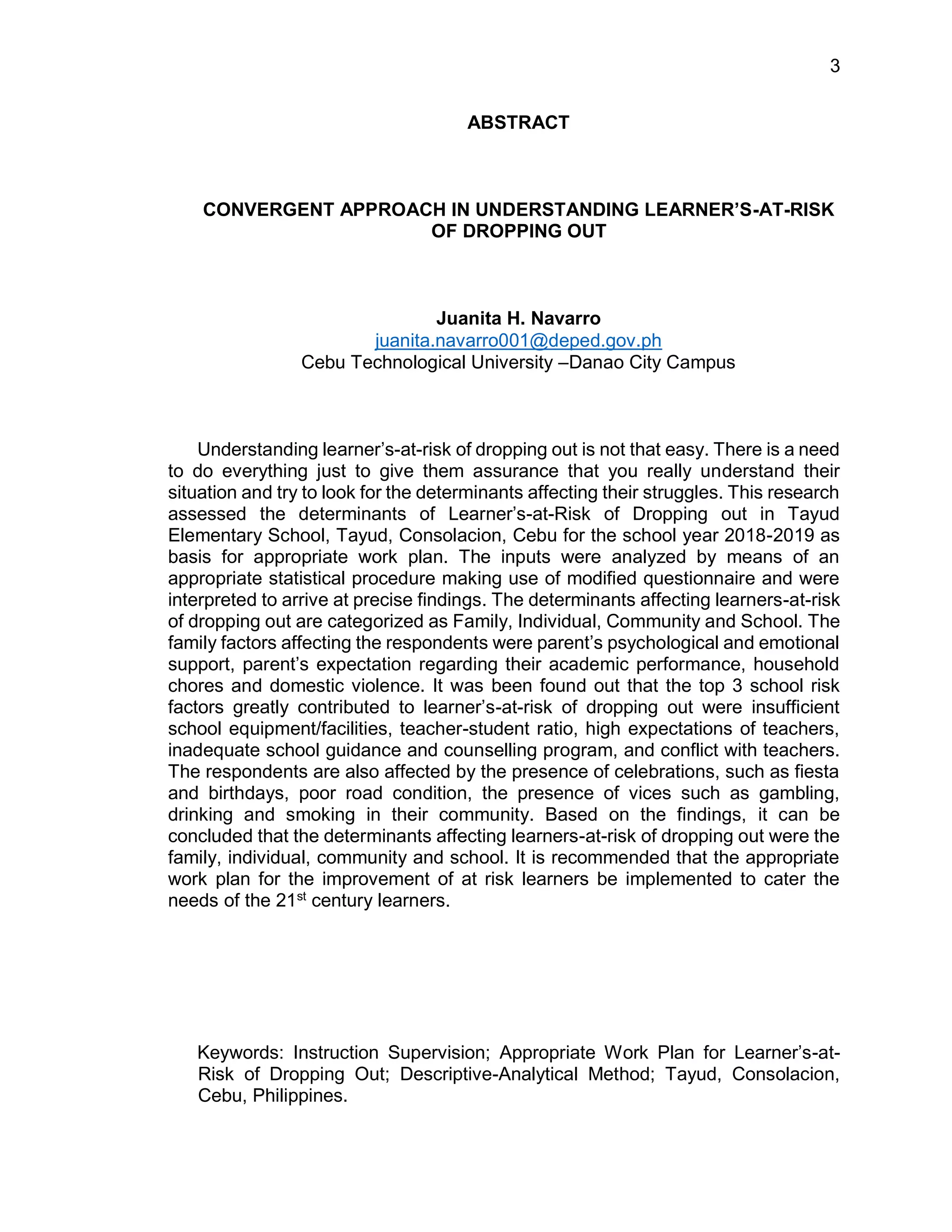 Convergent Approach in Understanding Learners At-Risk of Dropping Out | PDF