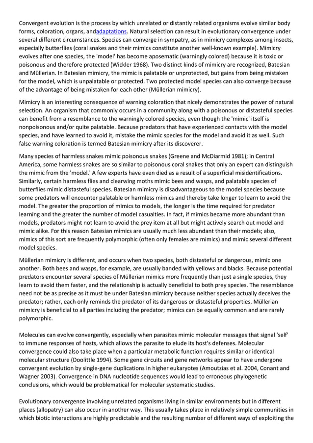 Convergent evolution | PDF