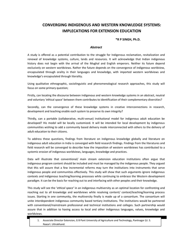 Converging indigenous and western knowledge systems | DOC | Environment ...