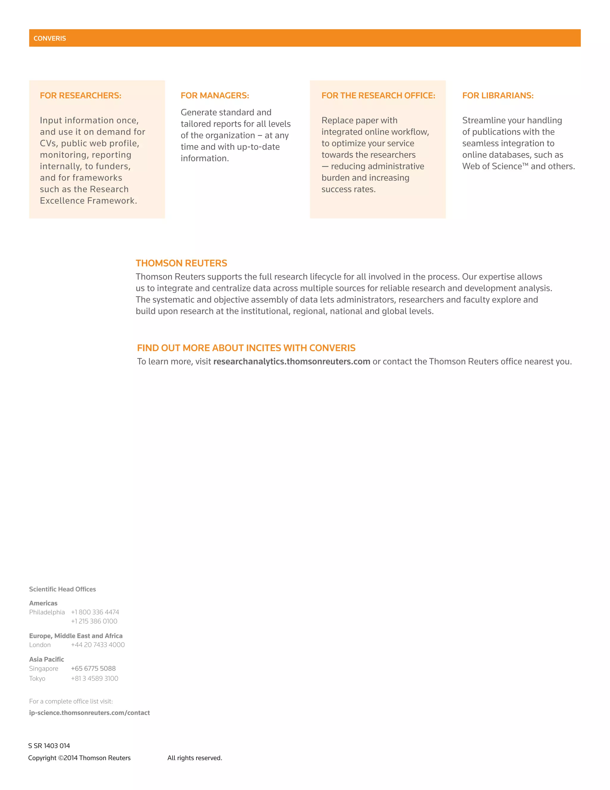 Converis factsheet | PDF