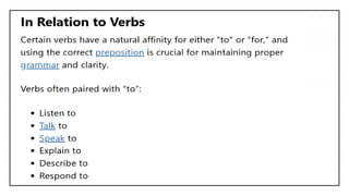 Difference between to and for and conversation in context | PPT