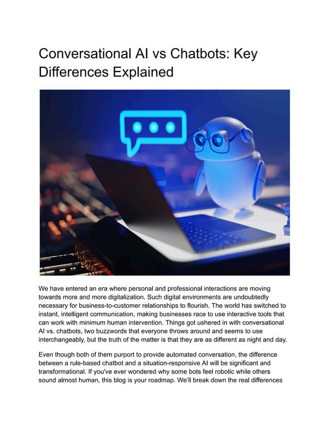 Conversational AI vs Chatbots: Key Differences Explained | PDF