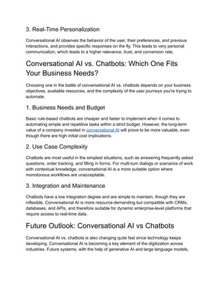 Conversational Ai Vs Chatbots Key Differences Explained Pdf