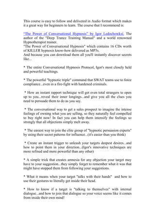 Conversational Hypnosis Techniques PDF | PDF