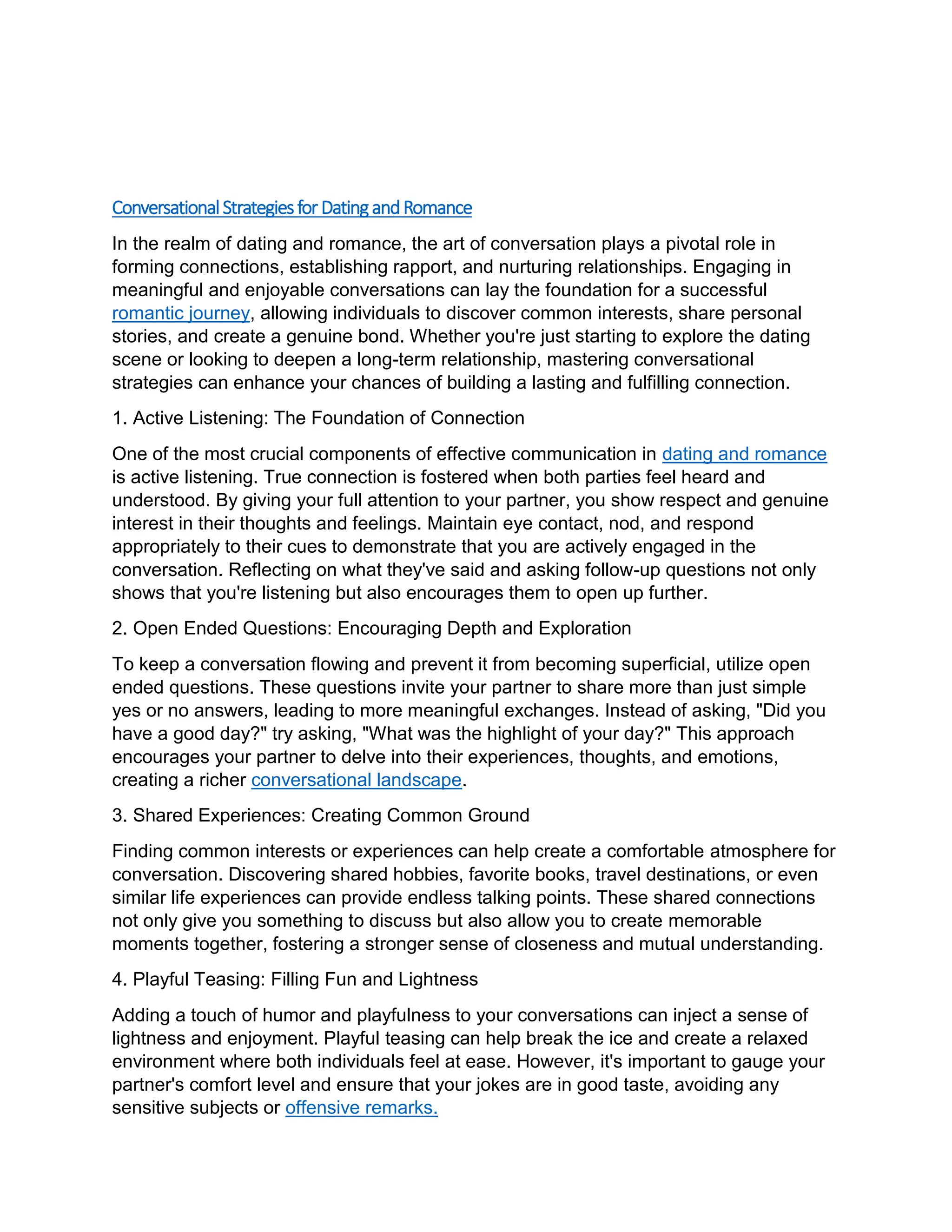 Conversational Strategies for Dating and Romance | DOCX