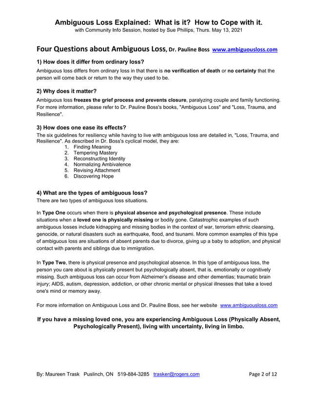 Conversation Ambiguous Loss | PDF