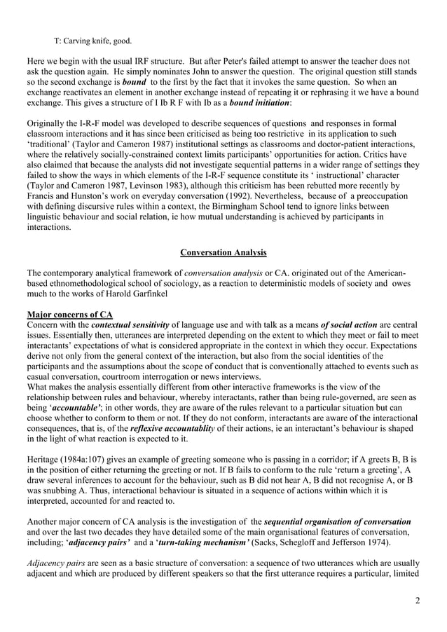 Conversation Analysis Doc