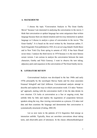 Conversation analysis in the great gatsby movie | DOCX