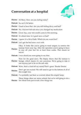 Conversation at a hospital | DOCX