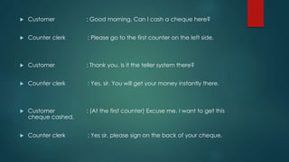 Conversation at the bank Additional English M.4 | PPTX