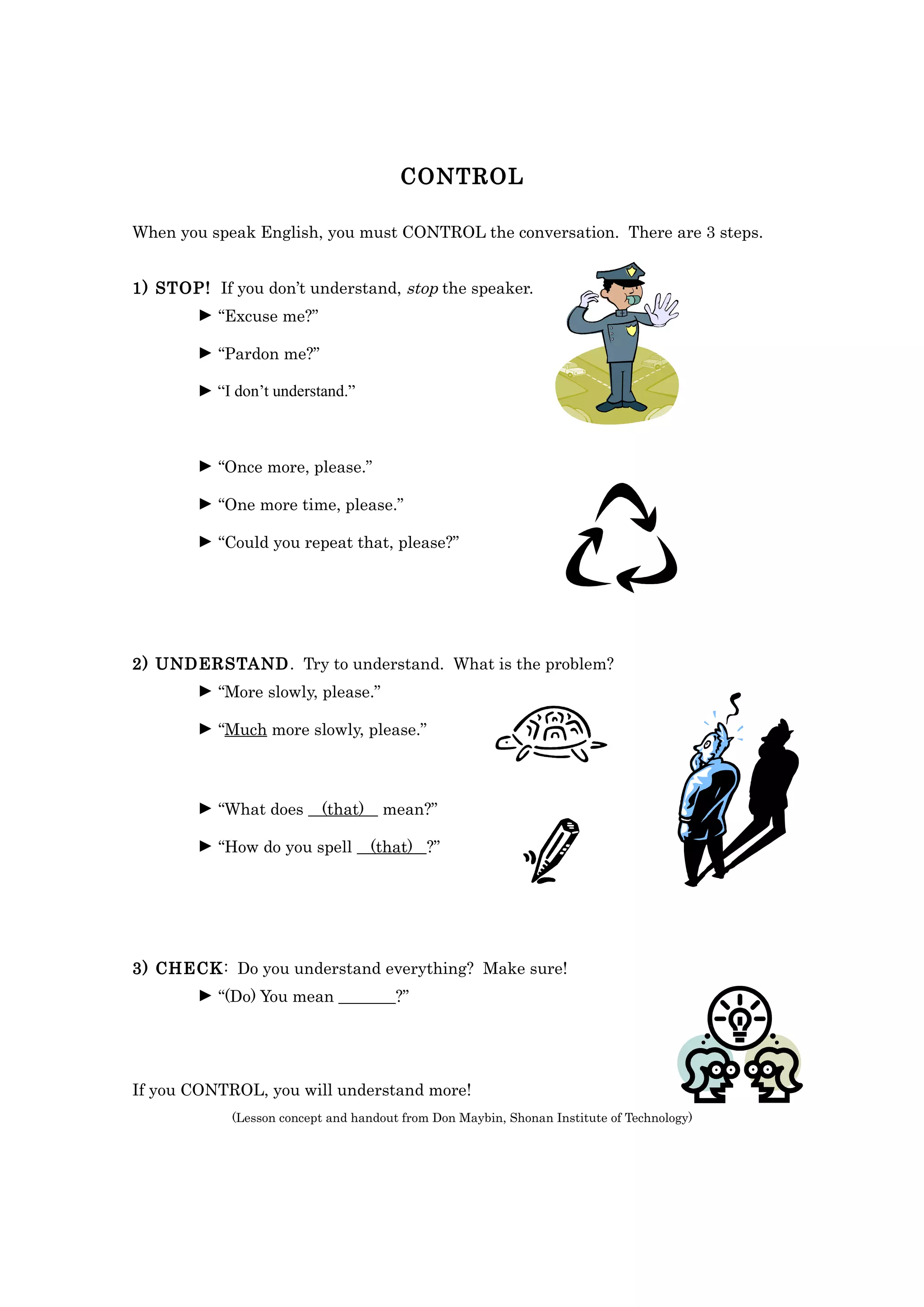 Conversation control lesson plan | DOC