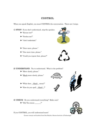 Conversation control lesson plan | DOC