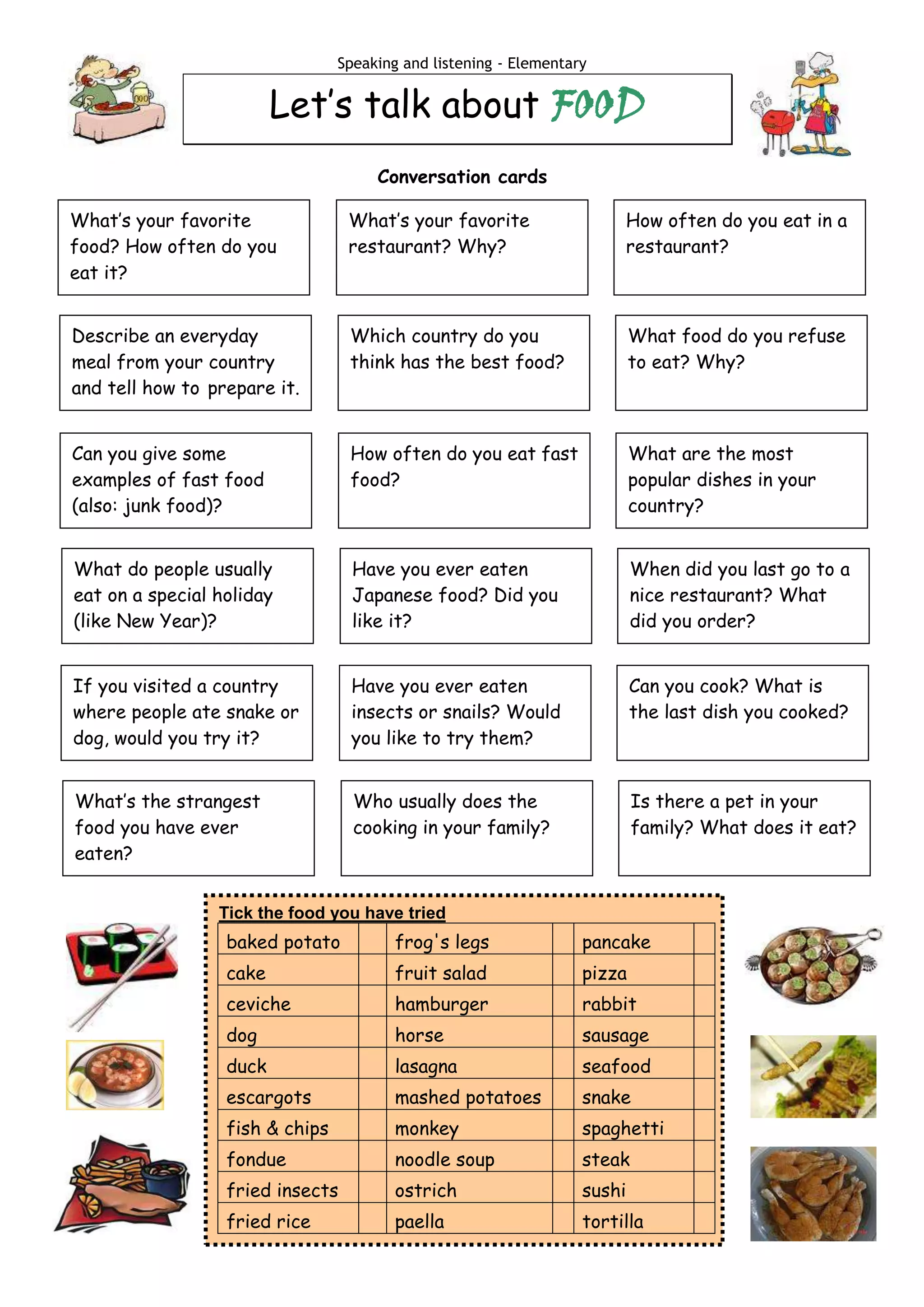 Conversation corner let's talk about food | DOC