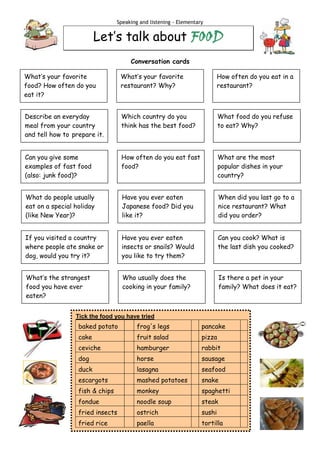Conversation corner let's talk about food | DOC