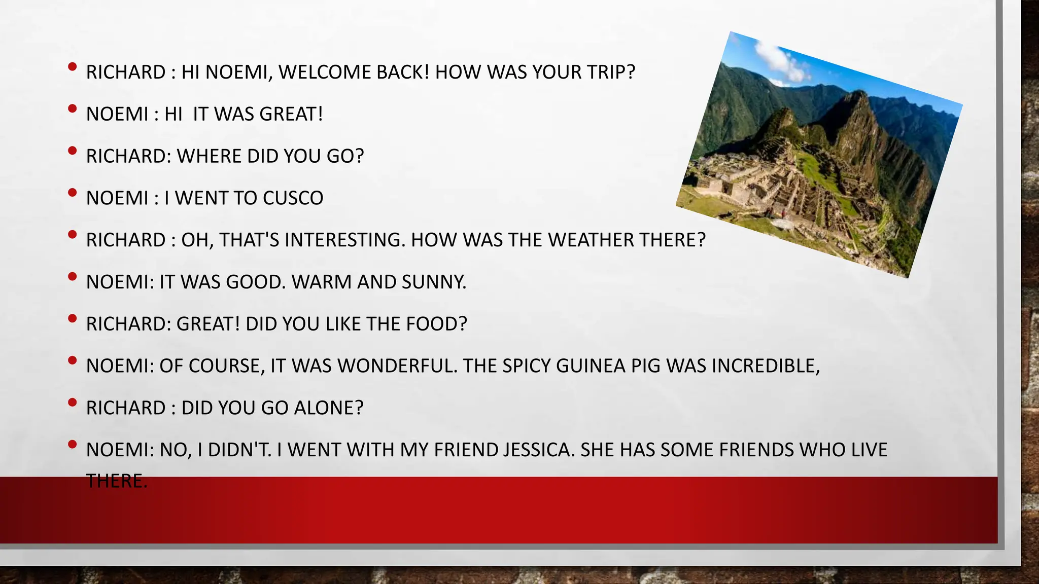 the conversation is past simple . pptx | PPT