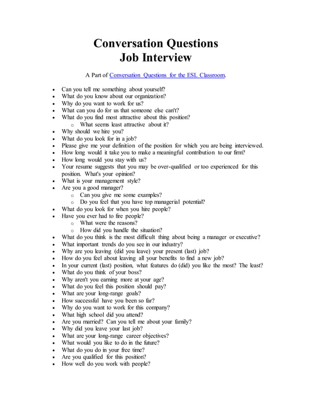 Conversation questions | PDF