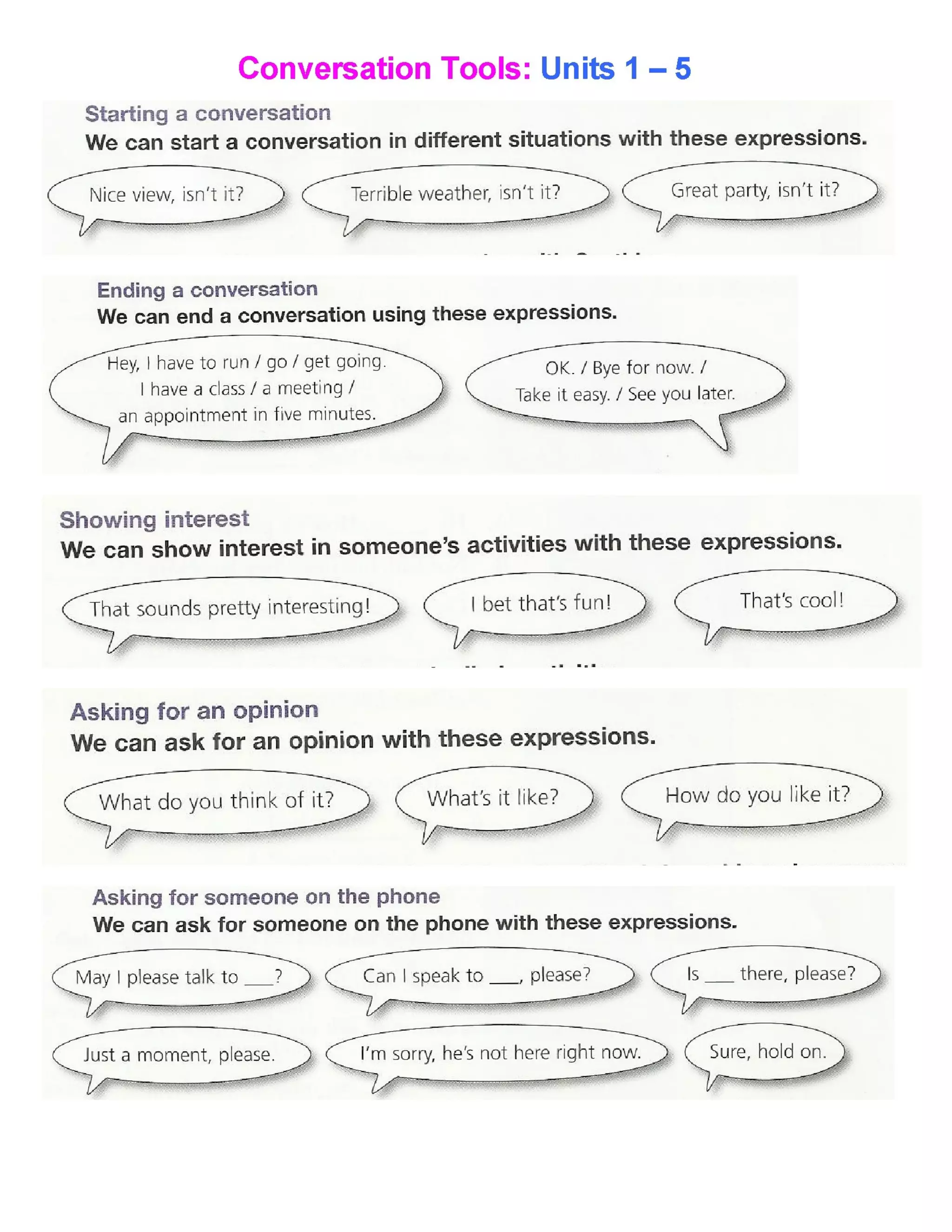 Conversations tools units 1-11 | DOC