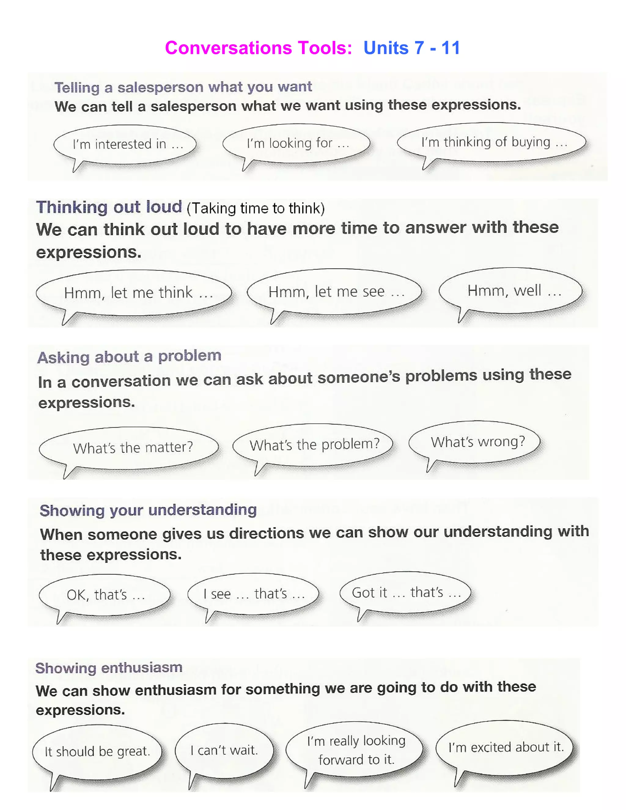Conversations tools units 1-11 | DOC