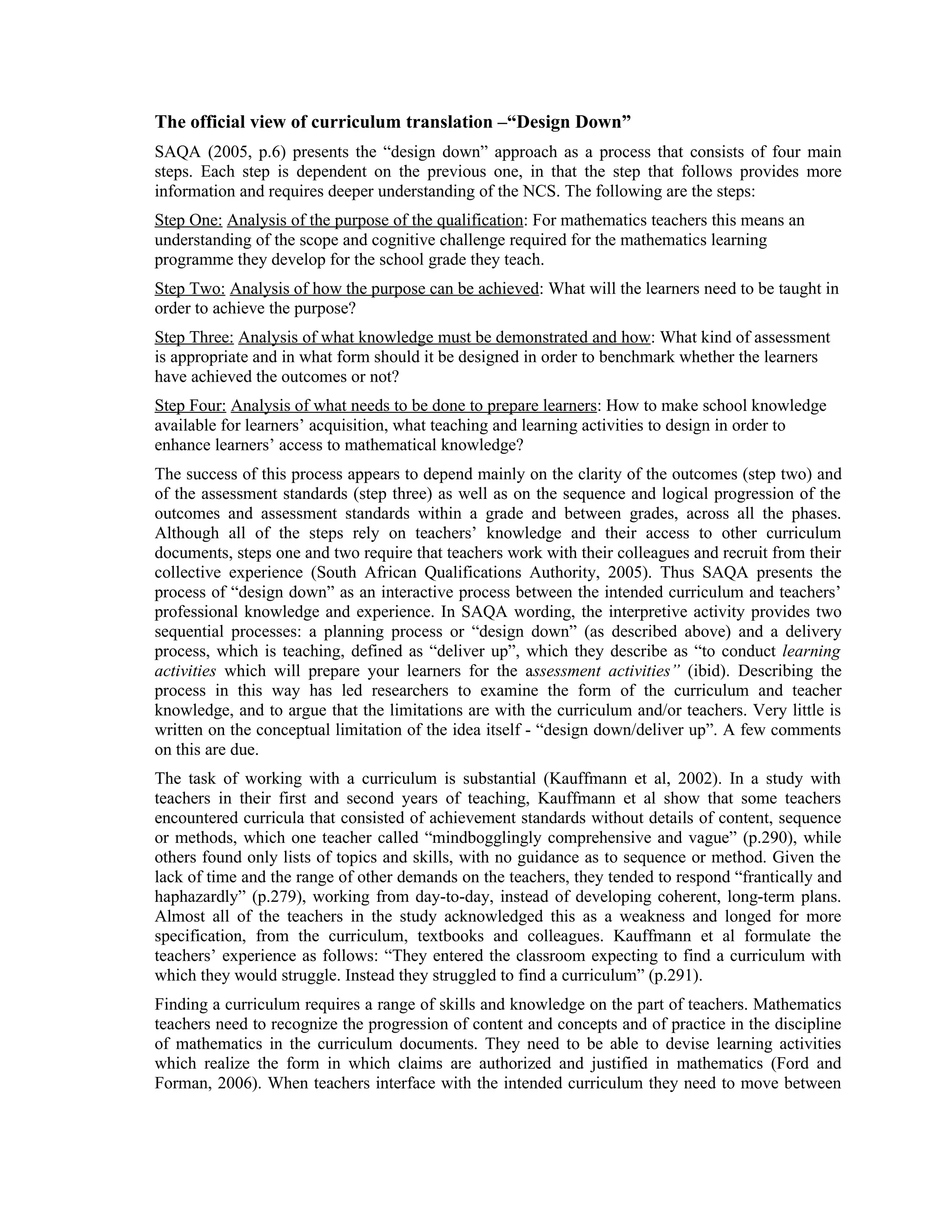 Conversations with the Mathematics Curriculum: Testing and Teacher ...