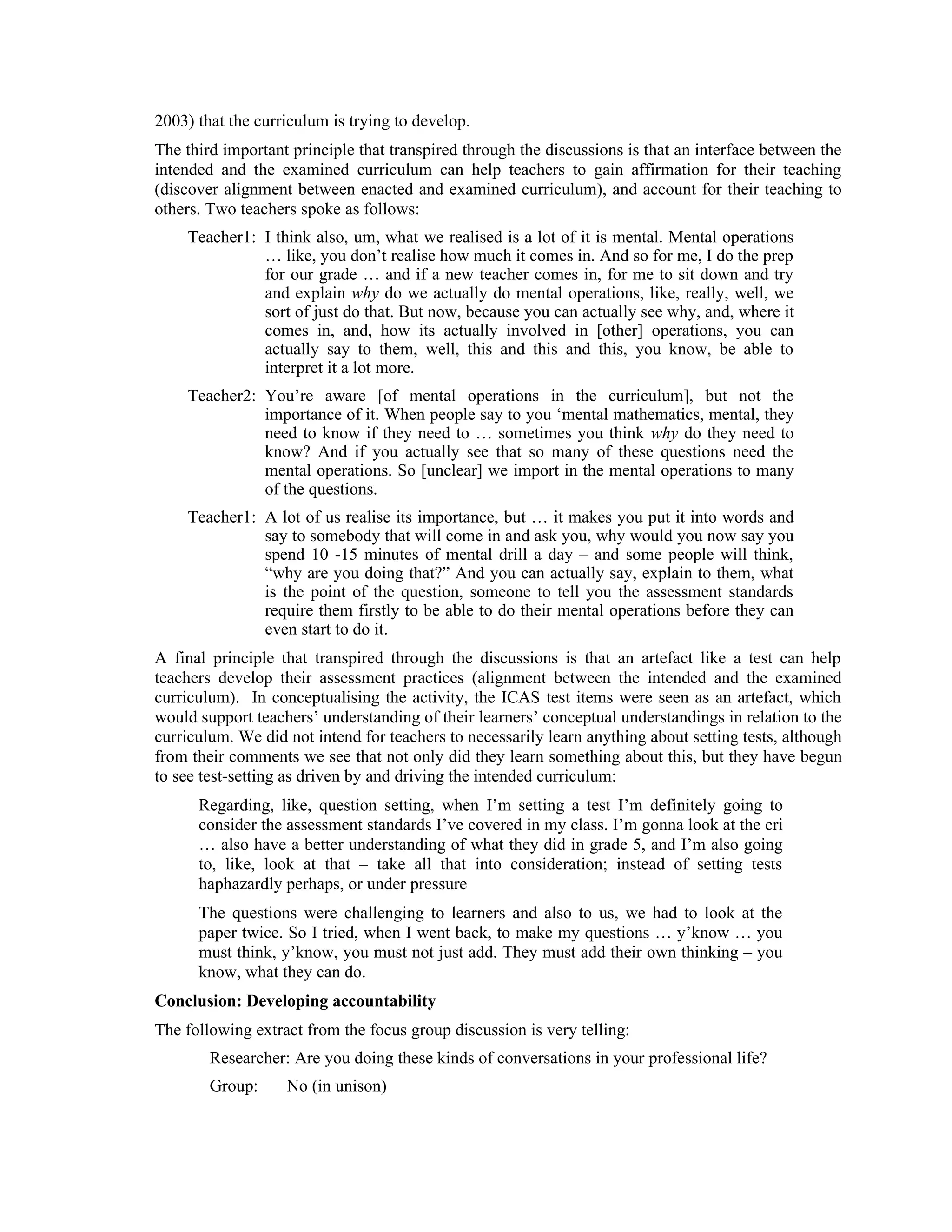 Conversations with the Mathematics Curriculum: Testing and Teacher ...